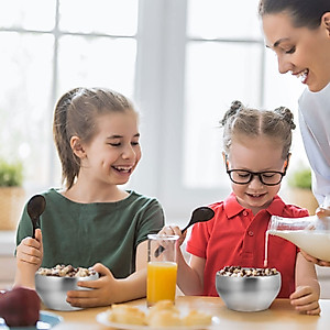 Tessco 10 Pcs 12 oz Stainless Steel (304) Bowls Matte Double Walled Bowl Kids Toddler Ice Cream Bowls for Serving Food Snacks Feeding Hot Soup, Dishwasher Safe