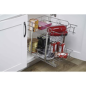 Tiger Pull Out Drawer Organizer, Double Tier Shelves 12" W x 18" D x 16"H, Great for Vanities Under Sink, Perfect for 15" Wide Cabinet Or More