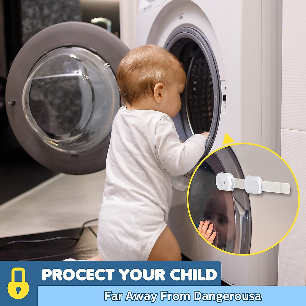 SEEWEY 60 Pieces Baby Proof Cabinet Latches Adhesive Child Safety Cabinet Locks for Doors Adjustable Multi Use Baby Cabinet Safety Latches No Drilling Child Door Locks for Kids Safety