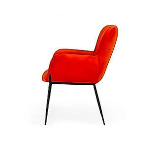 HAINEW Dining Chair Accent Chair, Modrest Frisco Mid-Century Orange Velvet Dining Chair, Modern Creative Chair for Home and Outside, W22 xD25.8 xH31.7, Orange