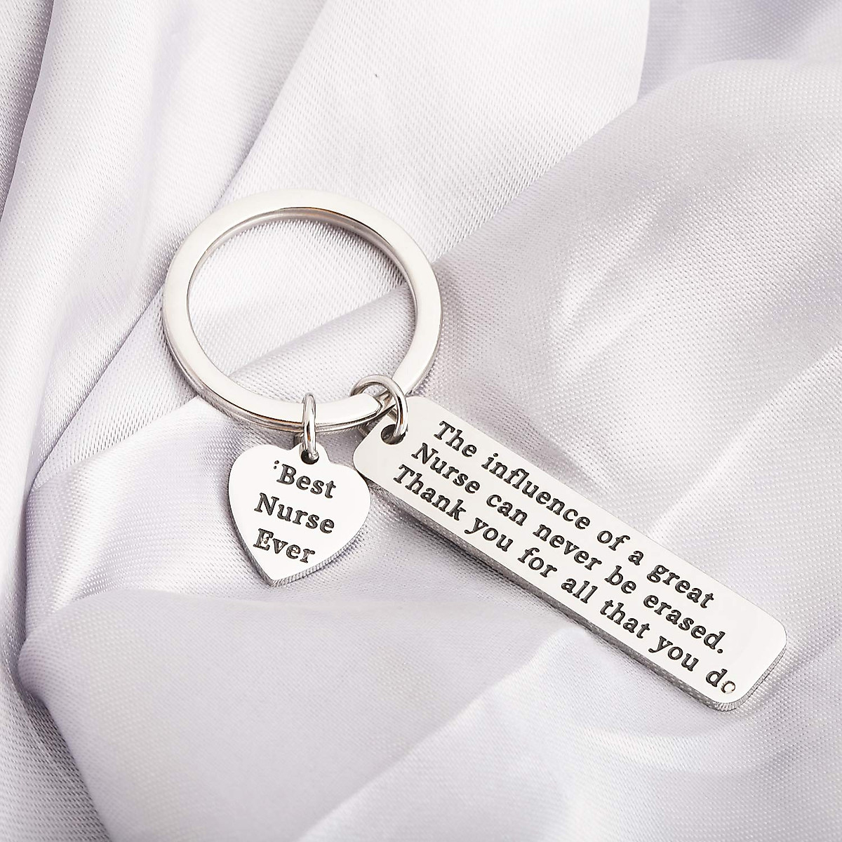 TGBJE Nurse Gift The Influence Of a Great Nurse Can Never Be Erased Best Nurse Ever Gift RN Gift NP Gift BSN Gift LPN Gift (Nurse Keychain)