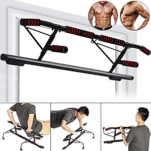 KDFJ Pull up Bar for Doorway, Multi-Grip Chin-up Station, Wall Mounted Pull Up Bar, Portable No Screws Multifunctional Fitness Equipment-Black