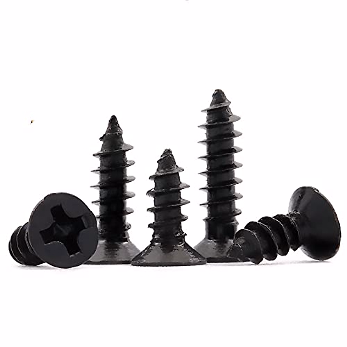 100pcs Self Tapping Screws M1.7 M2 M2.3 M2.6 M3 Laptop Screws Computer Screws Small Philips Pan Head Black Carbon Steel DUO ER (Length : 6mm, Size : M1.7)