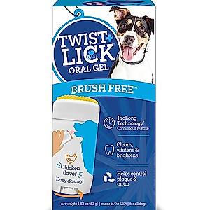 Twist + Lick Oral Gel for Dogs | Continuously Cleans Teeth and Freshens Breath for 24 Hours | Dog Toothpaste |Tasty Chicken Flavor |Dental Care for Dogs | Ditch The Toothbrush
