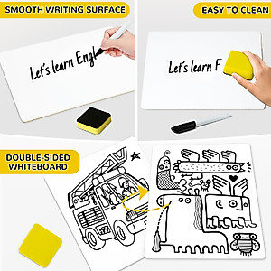Small Dry Erase Boards, Classroom White Boards for Kids 9" x12”, Personal Mini Whiteboards for Home School Teaching Supplies, School Supplies Lapboards, 32 Whiteboard Erasers & 32 Markers Included