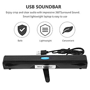 UKCOCO Sound Bars for TV, Small Surround Soundbar Speakers for PC/Gaming/Projectors