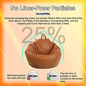 Bean Bag Sofa Cover (No Filler), Living Room Furniture PU Leather Washable Micro-Fiber Adult Beanbag Chair Outside Cover, Home Leisure Single Couch Bedroom Lazy Lounger Cover (Medium)