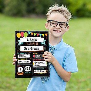 Beautiful First and Last Day of School Board Signs Set of 12 - Reversible 12" x 9" Back to School Cards for Lasting Memories - Perfect Photo Prop Chalkboard Prints for Kindergarten and School