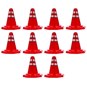 TOYANDONA 10Pcs Mini Traffic Cones Plastic Traffic Cones Mini Road Parking Signs Roadblock Toy for Construction Theme Party Favors