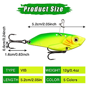 Blade Baits Fishing Jigging Spoon Lures,Metal VIB Hard Spinner Blade Baits Swimbait Vibrating Lipless Crankbait Fishing Lures for Bass Walleye Trout