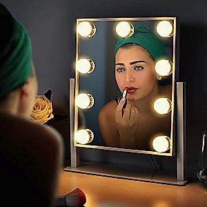 NUSVAN Vanity Mirror with Lights,Makeup Mirror with Lights,3 Color Lighting Modes Detachable 10X Magnification Mirror Touch Control,360°Rotation