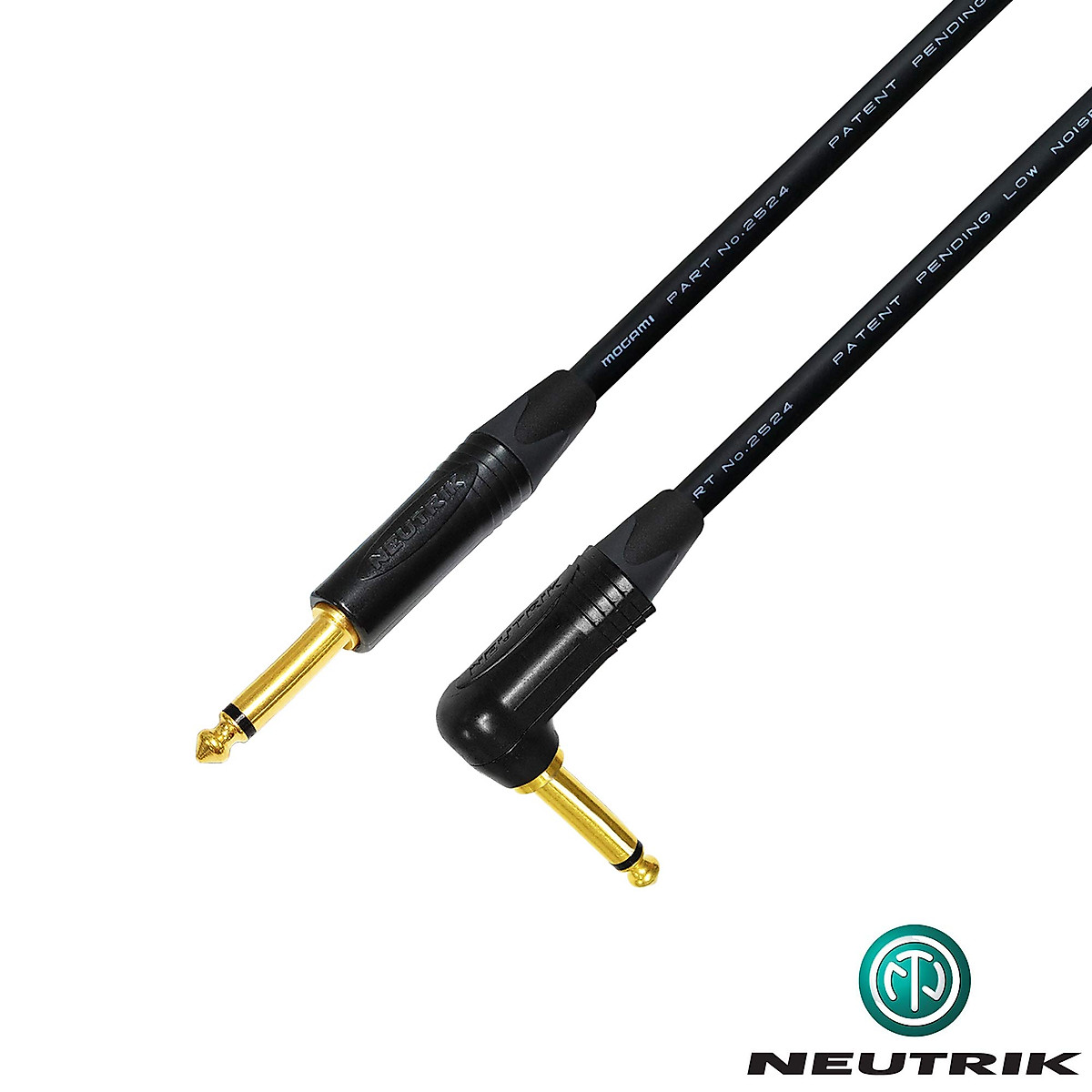 WORLDS BEST CABLES 10 Foot - Guitar Bass Instrument Cable CUSTOM MADE using Mogami 2524 wire and Neutrik NP2RX-B & NP2X-B ¼ Inch (6.35mm) Gold TS Connectors