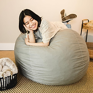 Big Joe Fuf Medium Foam Filled Bean Bag Chair with Removable Cover, Fog Lenox, Durable Woven Polyester, 3 feet Big