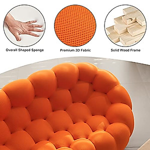 COULDWILL Modern Curved Sofa Upholstered Couch Overall Shaped Bubble Floor Sofa for Living Room, Office, Apartment, Orange