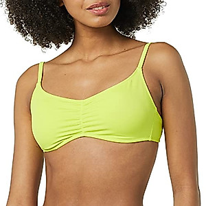 Amazon Essentials Women's Light-Support Bralette Bikini Swimsuit Top, Yellow, Large