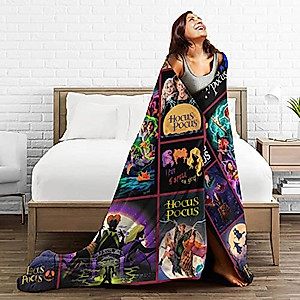 TNHPYEG Travel American Fantasy Comedy Horror Hocus and Pocus Throw Blanket, Fleece Halloween Blankets and Throws for Sofa, Warm Air Conditioned Blanket 50"X40"