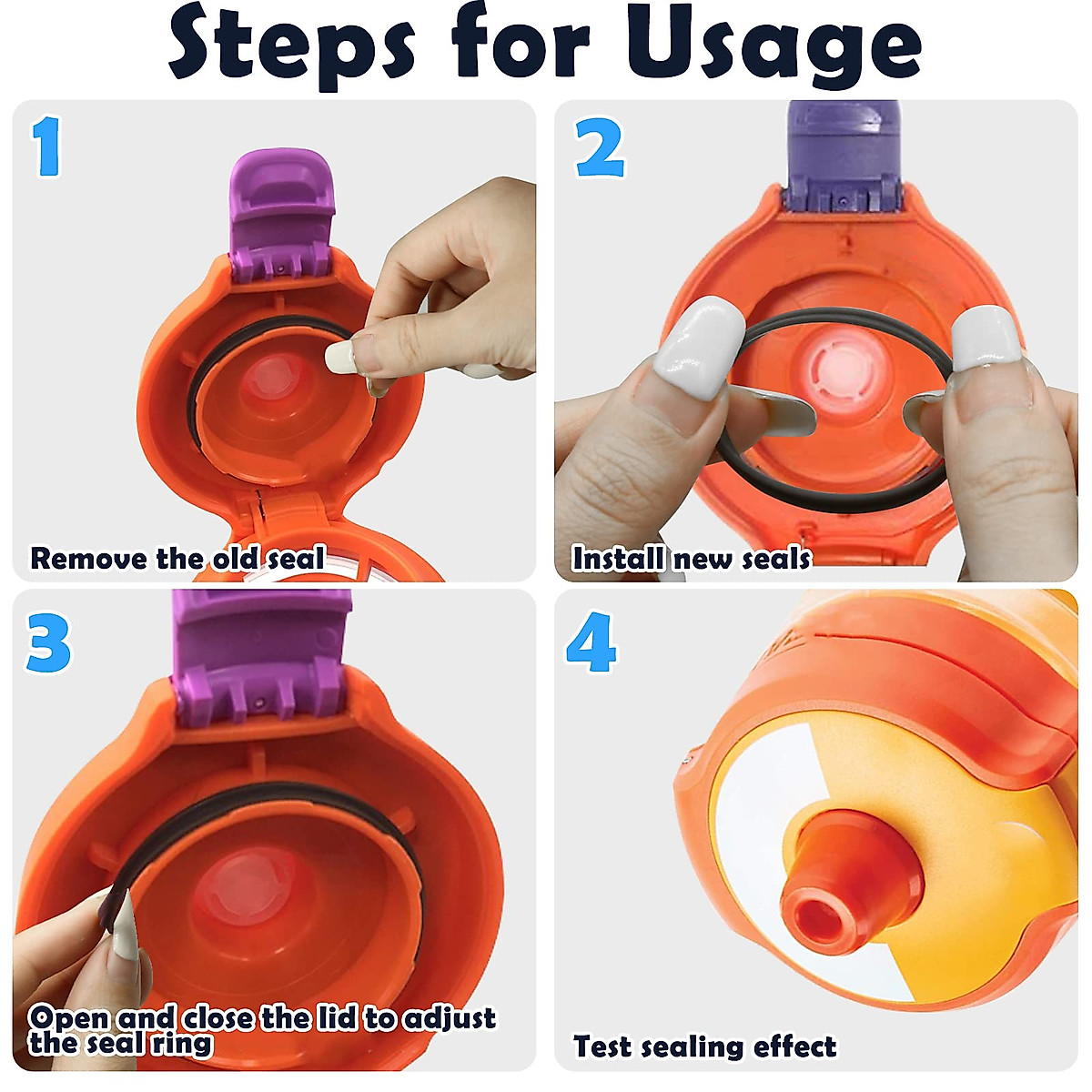 6Pcs Silicone Replacement Gaskets Compatible with Gatorade Water Bottle, Gasket Seals Lid Gasket Ring Water Bottle Gasket Replacement, Water Bottle Replacements Parts Water Bottle Accessories