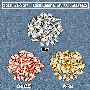 SUPERFINDINGS 300PCS 5 Styles Fishing Attractor Spinner Blades 3 Color Deep Cup Spinner Blades Spoons Rigs Fishing Spinner Blades Baits DIY Fishing Lures Accessories,5~8mmx11~13mm