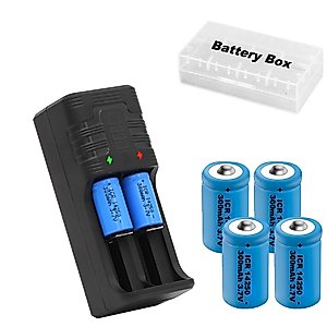 Rechargeable 3.7V 14250 Battery with Charger, 4 Pack Lithium Ion 1/2 AA Size Batteries Can Replace 3.6 Volt LS 14250, ER14250, 3v CR14250 Battery for Laser