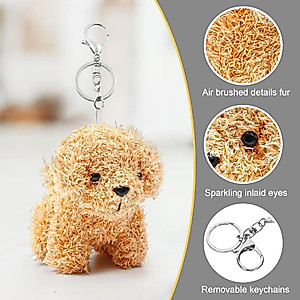 Anboor Small Stuffed Animals—4.8 Inch Cute Puppy Dog Plush Stuffed Animal with Keychain for Party Favors (Light Brown)