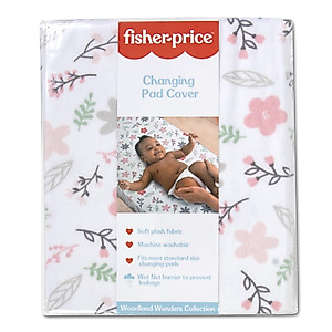 Fisher Price Changing Pad Cover Woodland Theme, Woodland Wonders Collection Waterproof Nursery Changing Pad Cover for Girls