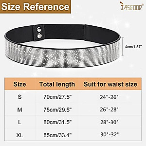 JASGOOD Rhinestone Elastic Belt for Women,Stretchy Shiny Crystal Belt Bling Wide Waist Belt for Women Dress
