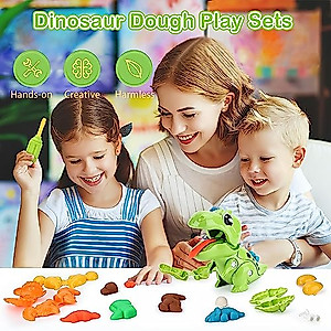 Dinosaur PlayDough Toys for Kids Play Dough Tools Set Accessories Dinosaur World Toys with Dino Models Play Dough Sets for Kids Toddlers Ages 4-8 Birthday Holiday Gift (Green)