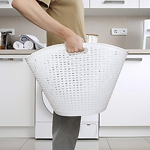 Sadstory 40 L Plastic Laundry Hamper, Large Plastic Storage Baskets, White, 6 Packs