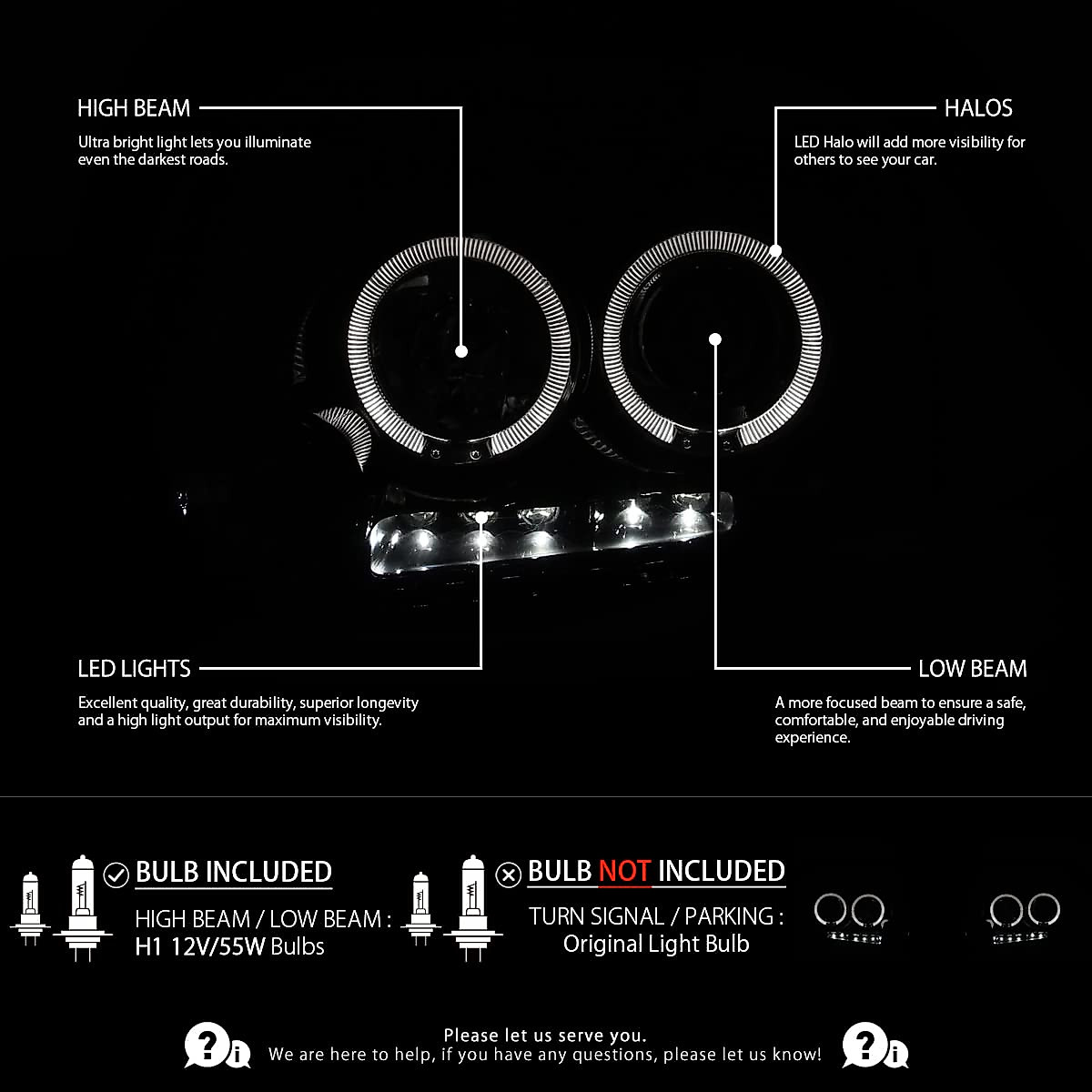 AUTOZENSATION Compatible with 2004-2008 Ford F150 LED Headlights Glossy Black Housing Smoke Lens L + R Pair Headlamp