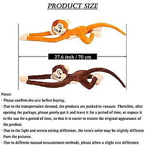 zhidiloveyou 2PCS Hanging Monkey Stuffed Animals Plush Cute Monkey Toy for Kids Adults, 27.6"