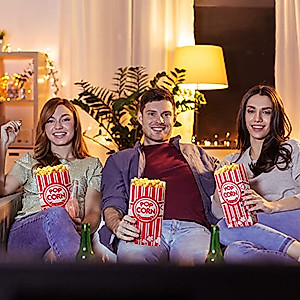 Paper Popcorn Bags 2 oz Grease Resistant Popcorn Bags Individual Servings Tear Resistant Popcorn Holders Red and White Container Popcorn for Carnival Movie Party Supply, 5.5 x 2 x 11.2 Inch (500 Pcs)