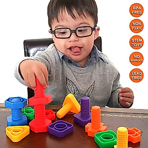 Skoolzy Occupational Therapy Toddler Toys - Jumbo Primary Lacing and Nuts and Bolts - Montessori Fine Motor Montessori Toys