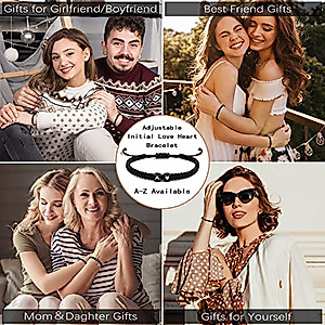 Btysun Initial Bracelets for Teen Girl and Boys Women Gifts for Girl and Boyfriend J Letter Bracelet Mom Gift Braided Adjustable Heart Charm Friend Birthday Graduation Retirement Anniversary