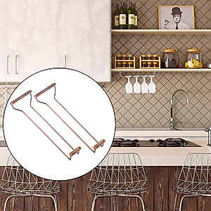 CM Pack of 2 Under Cabinet Hanging Rack Wire Hanger Rack Organizer Holder Rack for Wine Stem Glasses Stemware Wine Glass in Bar Kitchen, 12 Inch Long (Antique Copper Finish)