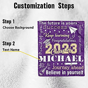 Custom Name Blanket Graduation 2023, Graduation Blanket Personalized Graduation Blanket, Graduation Flannel Throws Personalized Unique Customized Graduation Gift for Family Friends, 30 x 40 Inches