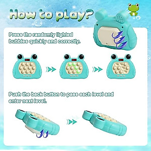 olloiig Pop Fidget Kids It Games Toy,Fast Push Bubble Game Console with LED Screen for Kids 8-12,Handheld Quick Push Game,Autism Sensory Toys,Birthdayxmas Gifts for Boys,Girls,Adults (Frog Blue)