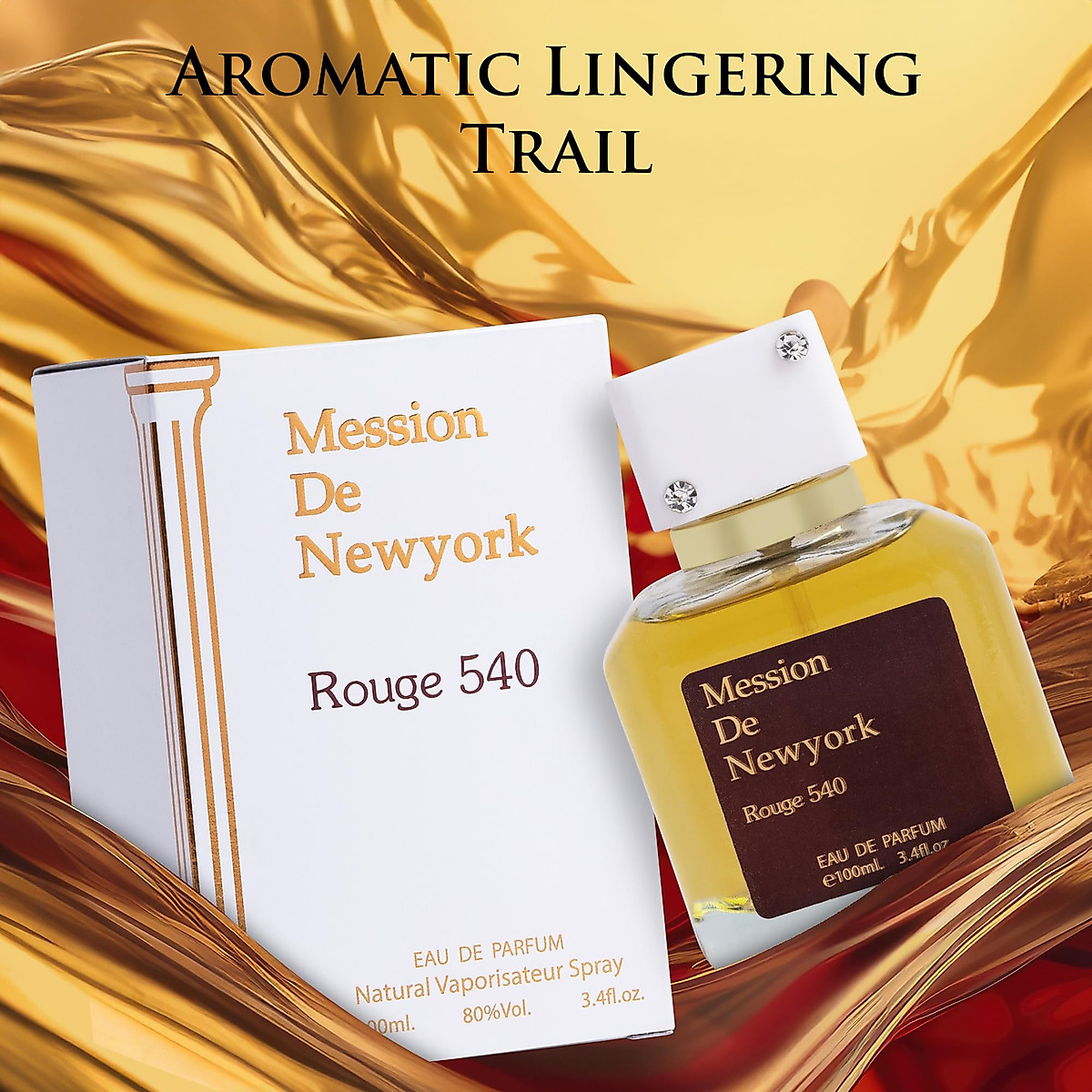 Mession de New York Rouge 540 Eau De Parfum for Men and Women - Saffron & jasmine as top notes - Base of Cedar & Fir Resin - Fragrance Choice for Daily Wear - Elegant 100ml Bottle with Suede Pouch