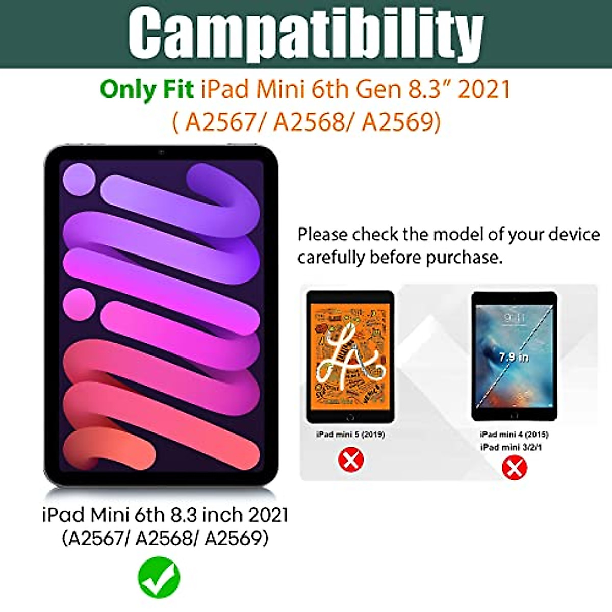 Hoidokly iPad Mini 6 Case 8.3 Inch 2021, iPad Mini 6th Generation Case Clear, Hard Back Cover Cases for 2021 iPad Mini 8.3" 6th Gen A2567 A2568 A2569 -Green