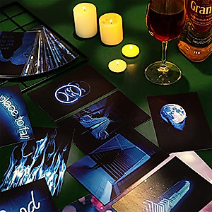 Ctosree 50 Pieces Blue Neon Aesthetic Pictures Wall Collage Kit Neon Blue Indie Room Decor Photo Collections Collage Dorm Decors for Girl Teens and Women for Room Bedroom Aesthetic, 4 x 6 Inches