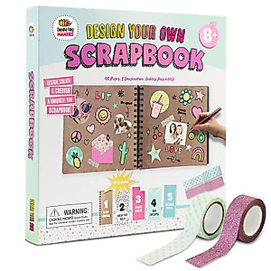 DOODLE HOG Scrapbook Kit Album 40 Pages, Journal Kit for Girls Ages 8-12, Scrapbooking & Stamping Supplies, Junk Journal Kit with Scrapbook Supplies
