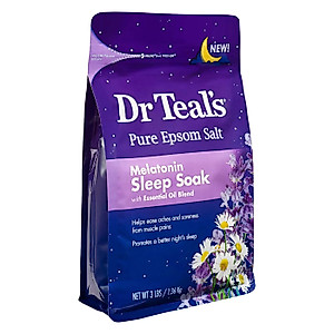 Dr Teal's Lavender & Melatonin Bath Soak Variety Gift Set (2 Pack, 3lb Ea.) - Soothe & Sleep Lavender, Melatonin Sleep Soak - Essential Oils Blended with Epsom Salt Ease Pain & Promote Better Sleep