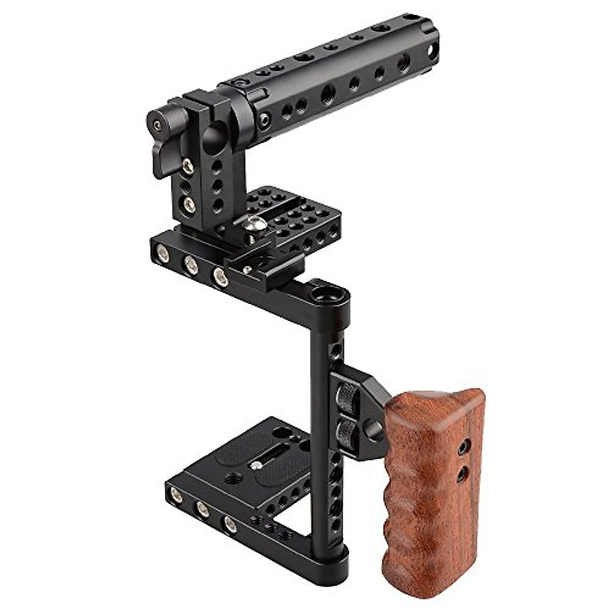 CAMVATE DSLR Camera Cage Top Handle Wood Grip Compatible for Sony Panasonnic - 1175