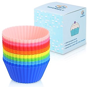 HOOMEET 36 Pack Silicone Molds, Silicone Muffin Cups, Silicone Cupcake Baking Cups, Silicone Cupcake Molds, Reusable Cupcake Liners, Rainbow Color