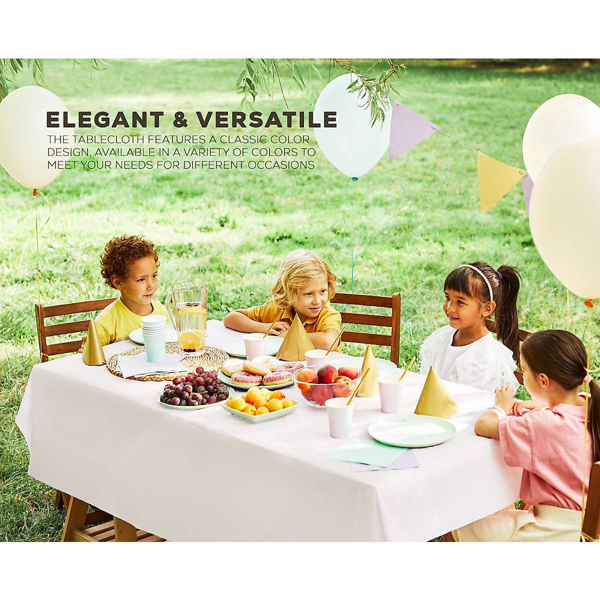 Utopia Kitchen Plastic Table Cloth Disposable (12 Pack - 54x108 Inch) White Rectangle Tablecloth Waterproof Stain Resistant Party Table Cover