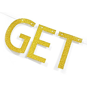 Qttier™ Let's Get It Poppin' Gold Glitter Banner for Baby Shower Popcorn Buffet Wedding Reception Decorations