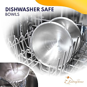 KatSupreme Tilted Cat Food Bowls - Raised Cat Food Bowls, Anti Vomiting Cat Bowl Set, Stainless Steel Cat Bowls with Stand, Orthopedic Cat Bowl, Elevated Cat Bowls Set