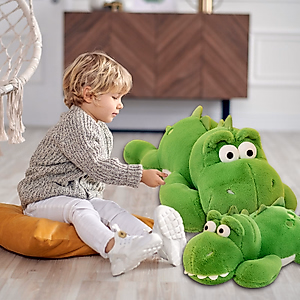 Kuxiber Dinosaur Stuffed Animal Plush Toy,Giant Dinosaurs Cute Soft Toys Doll, Big Dino Fluffy Plushy Fat Plushie Plush Pillow,Gifts for Kids Girl Boys (Green,19 inch)