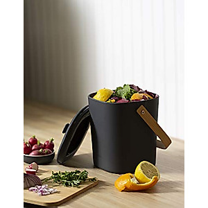 Bamboozle Kitchen Compost Bin – Indoor Countertop Food Composter, Made of Sustainable Bamboo Fiber | Graphite Color