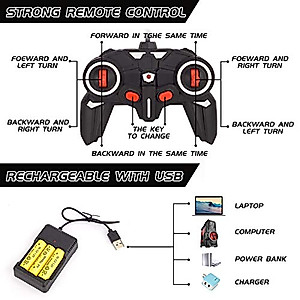 VLSEEK Remote Control Car, Rc Car Transform Robot Rechargeable 360°Rotating Stunt 1:18 Deformation Racing Car Toy with Cool Sound & Light, One Button Deformation into Robot