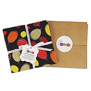 Soimoi Autumn Fall Theme Print Precut 5-inch Cotton Fabric Quilting Squares Charm Pack DIY Patchwork Sewing Craft- Multicolor